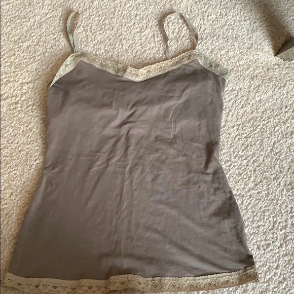 The Limited | Tops | Deep Gray Lace Trimmed Tank With Built In Bra ...